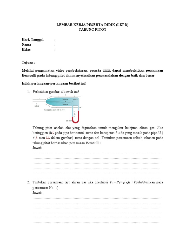 LKPD Tabung Pitot | PDF