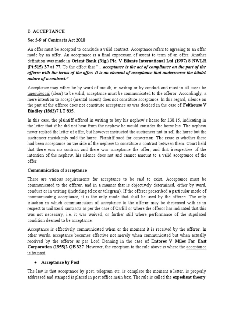 Acceptance & Consideration 3 | PDF | Offer And Acceptance | Consideration
