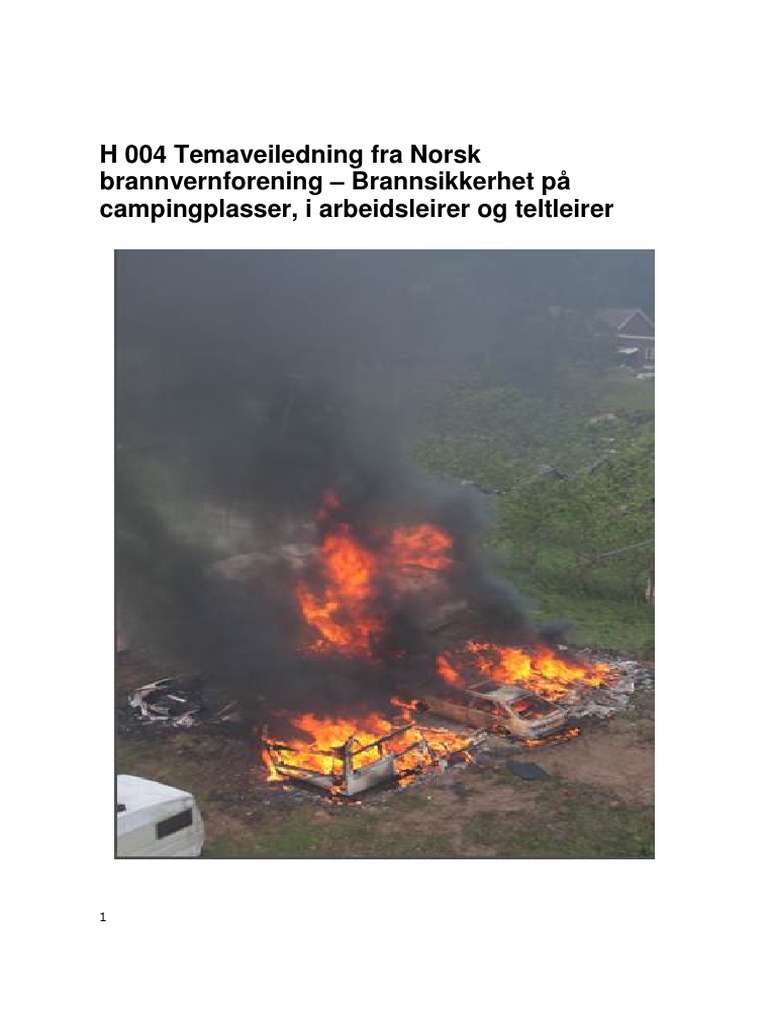 Temaveiledning Brannvern På Campingplasser Og Arbeidsleire Versjon 4 | PDF