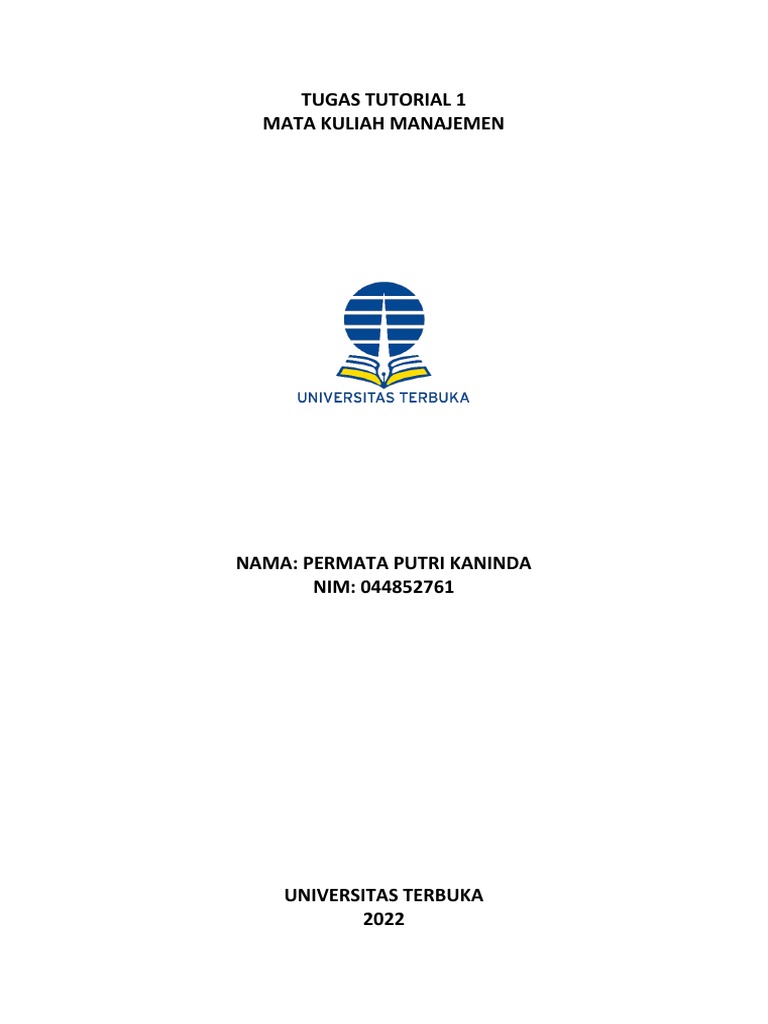 Tugas Tuton 1 Manajemen | PDF | Bisnis