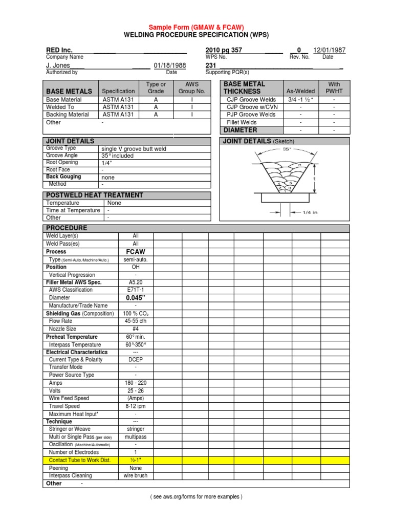 Filled WPS Single FCAW | PDF | Welding | Construction