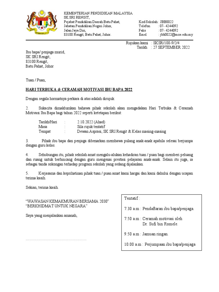 SURAT Hari Terbuka | PDF