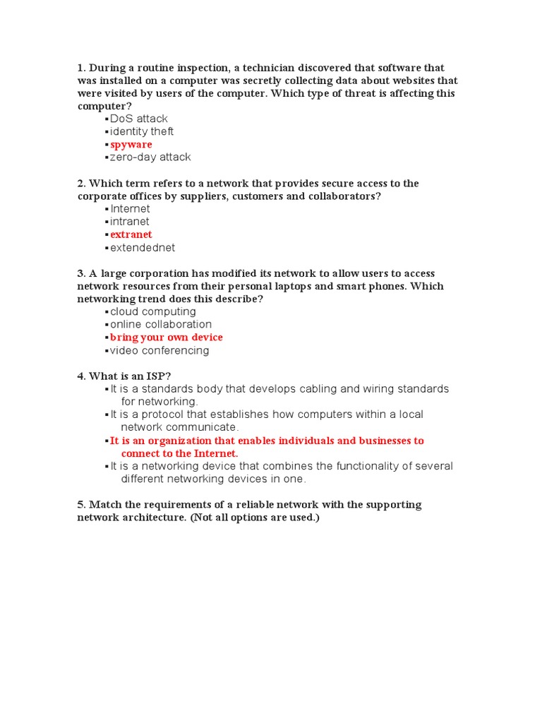 Modules 1 3 Basic Network Connectivity and Communications Exam Answers | PDF | Computer Network ...