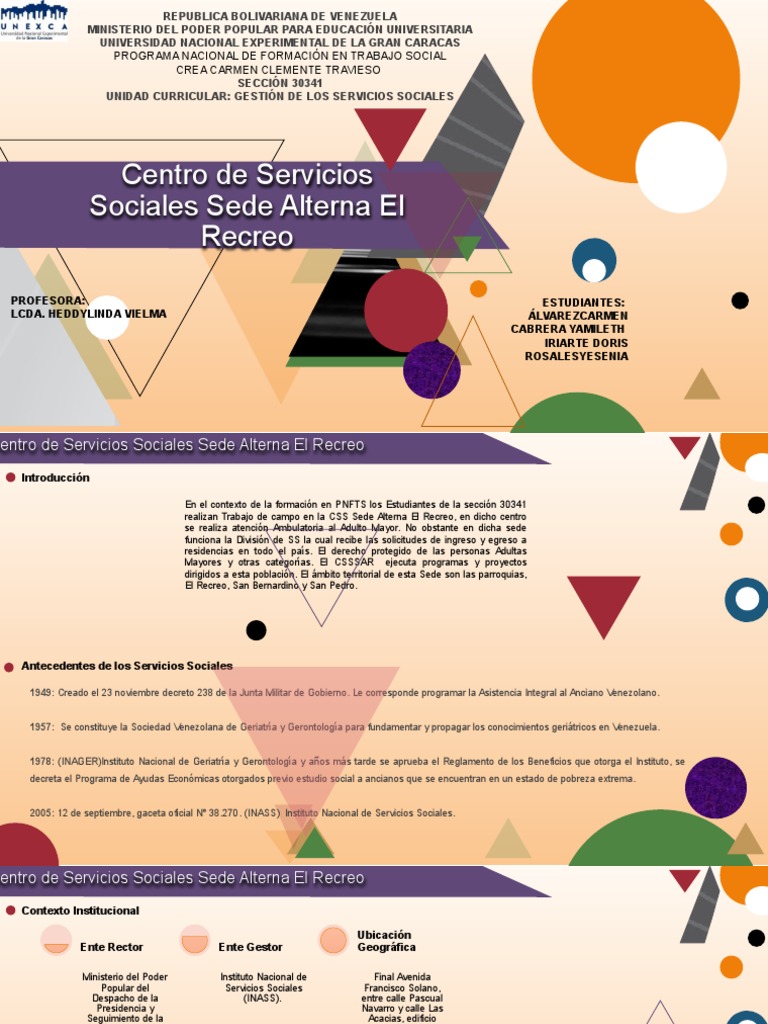 Centro de Servicios Sociales Sede Alterna El Recreo | PDF | Trabajo Social | Venezuela