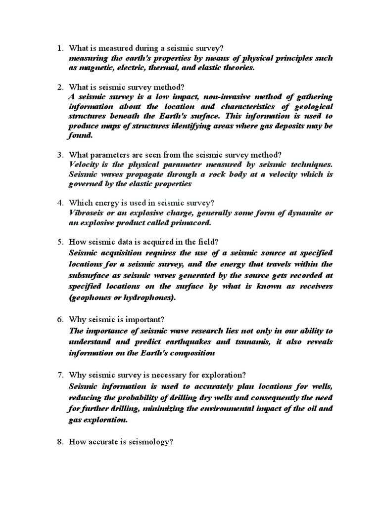 What Is Measured During A Seismic Survey | PDF | Reflection Seismology ...