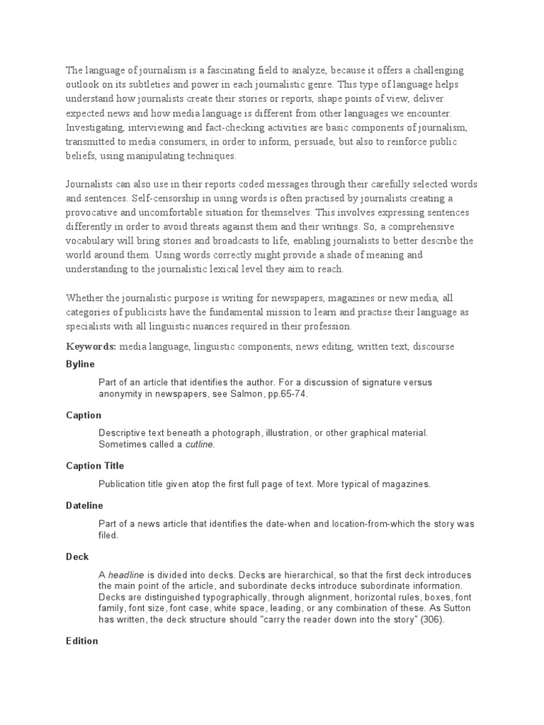 Language of Journalism | PDF | Editorial | News