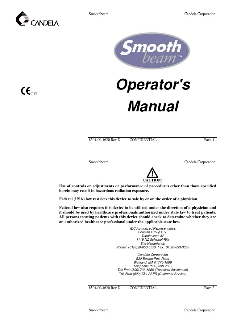 Candela Smoothbeam Operator's Manual | PDF | Laser | Switch
