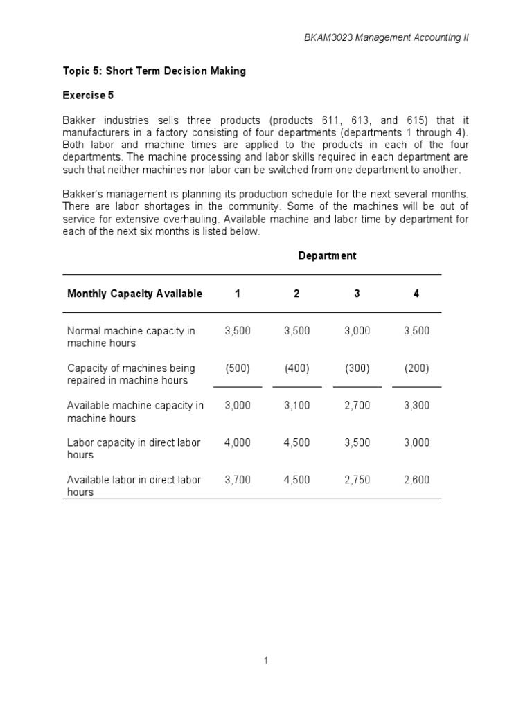Exercise Topic 5-Question 5 Answer by Students | PDF | Management ...
