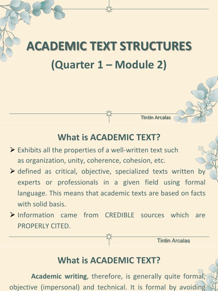 An Overview of Academic Text Structures and Writing Styles | PDF ...