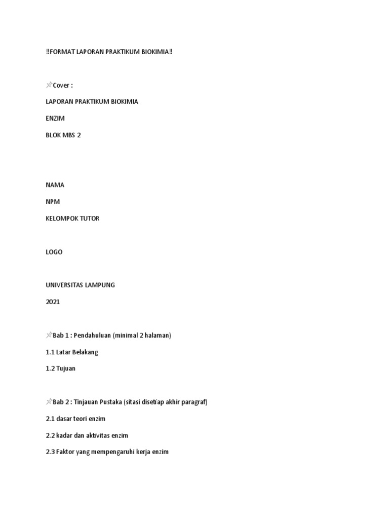 Laporan Enzim dalam Praktikum Biokimia | PDF