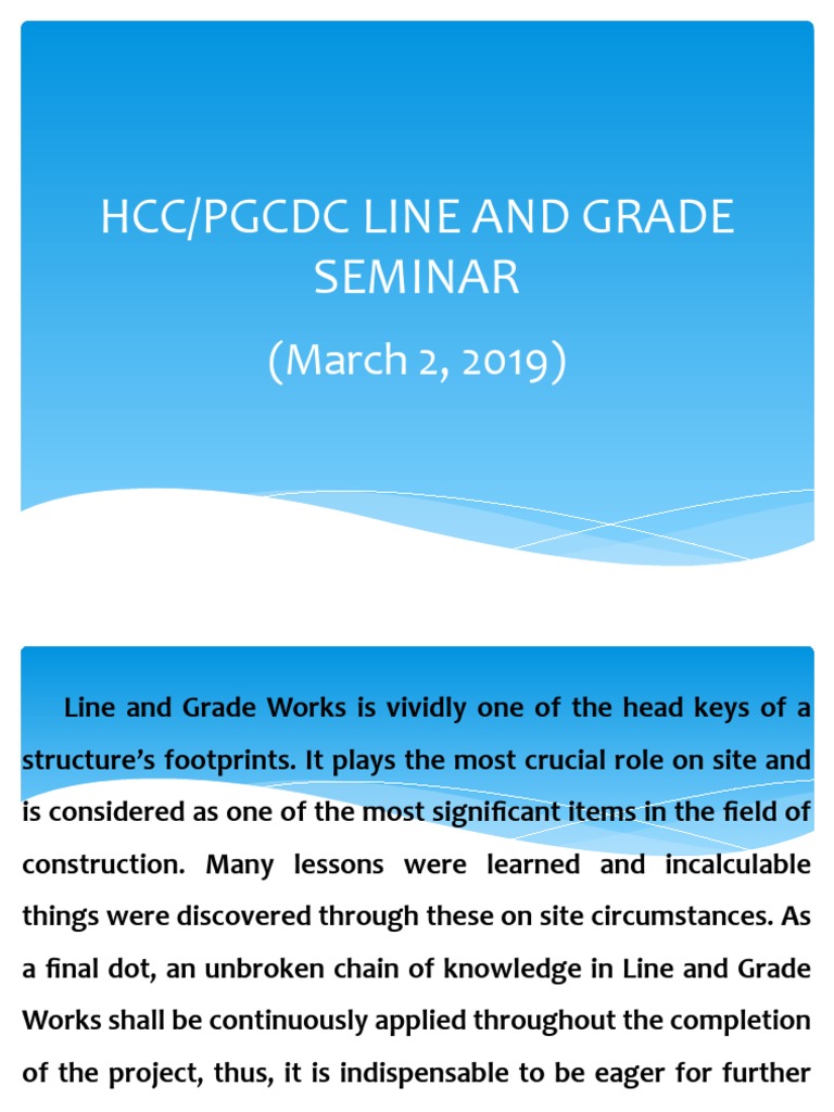 Line and Grade Presentation | PDF | Surveying | Metrology