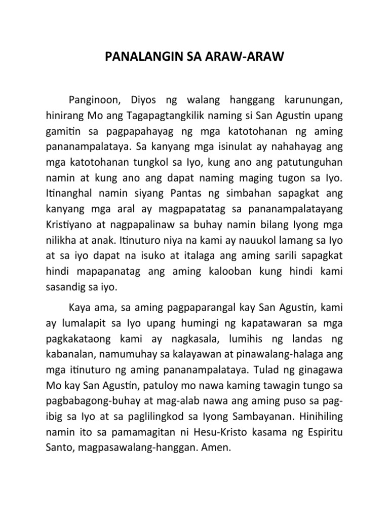 Panalangin Sa Araw-Araw | PDF