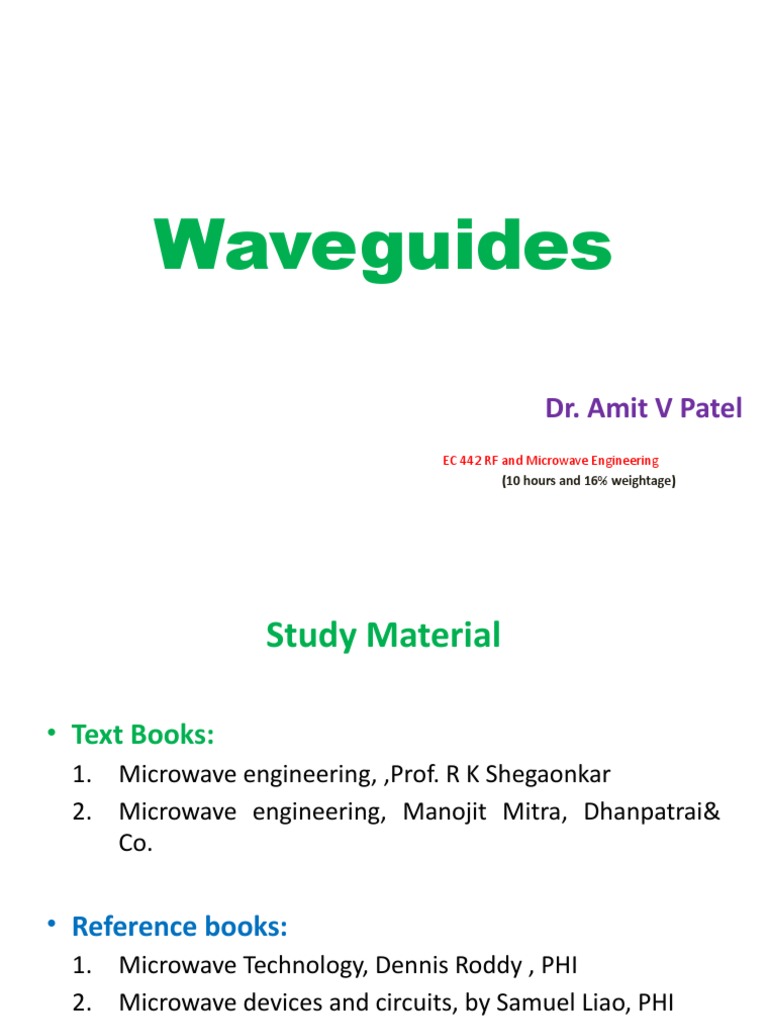Wave Guides Pdf Waveguide Microwave