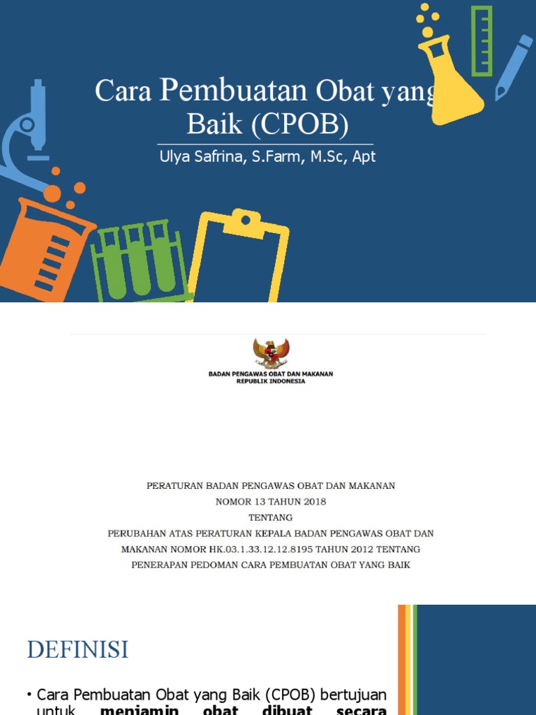 P3. Cara Pembuatan Obat Yang Baik (CPOB) | PDF