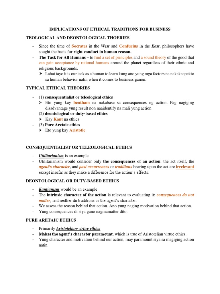 Implications of Ethical Traditions For Business | Download Free PDF ...