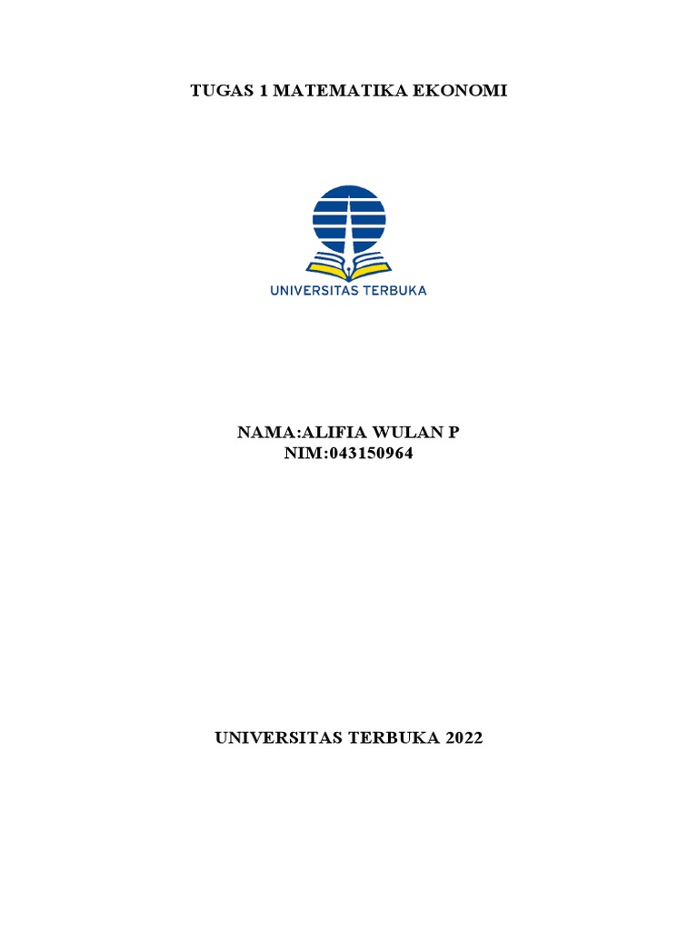 Tugas 1 Matematika Ekonomi | PDF | Metode & Bahan Ajar
