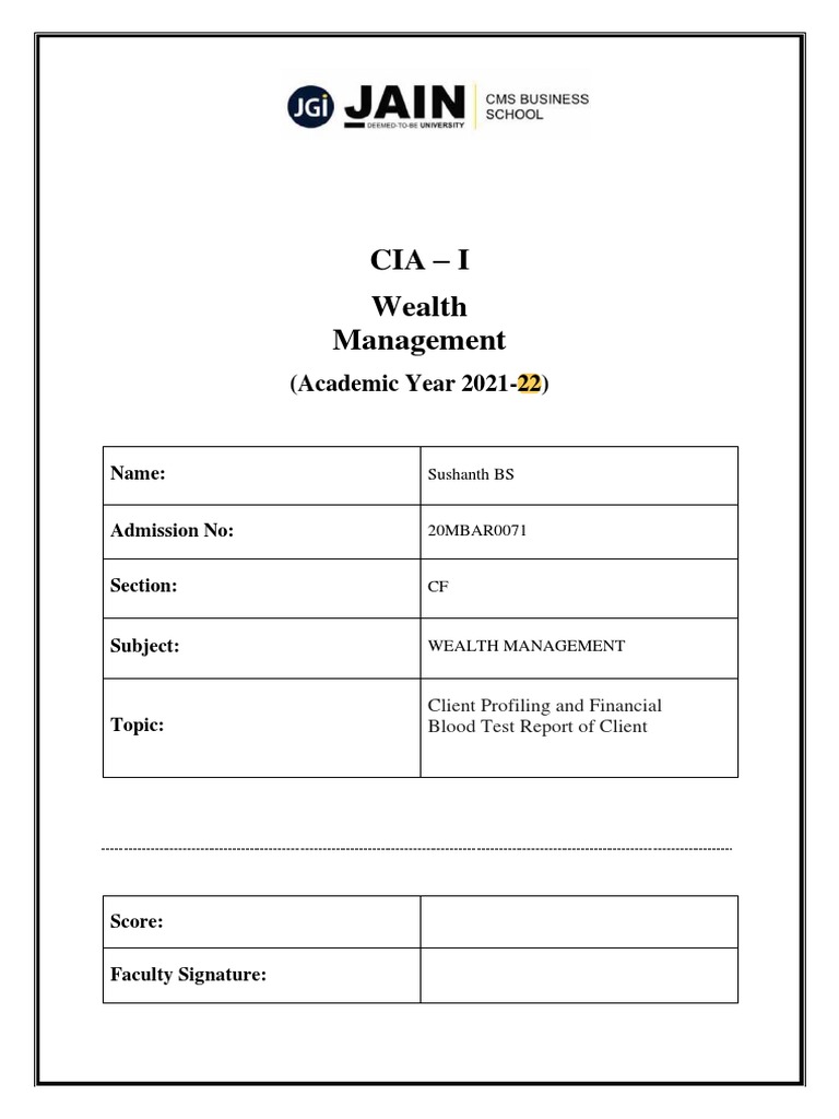 CIA-1 Sushanth BS | PDF | Wealth | Investing