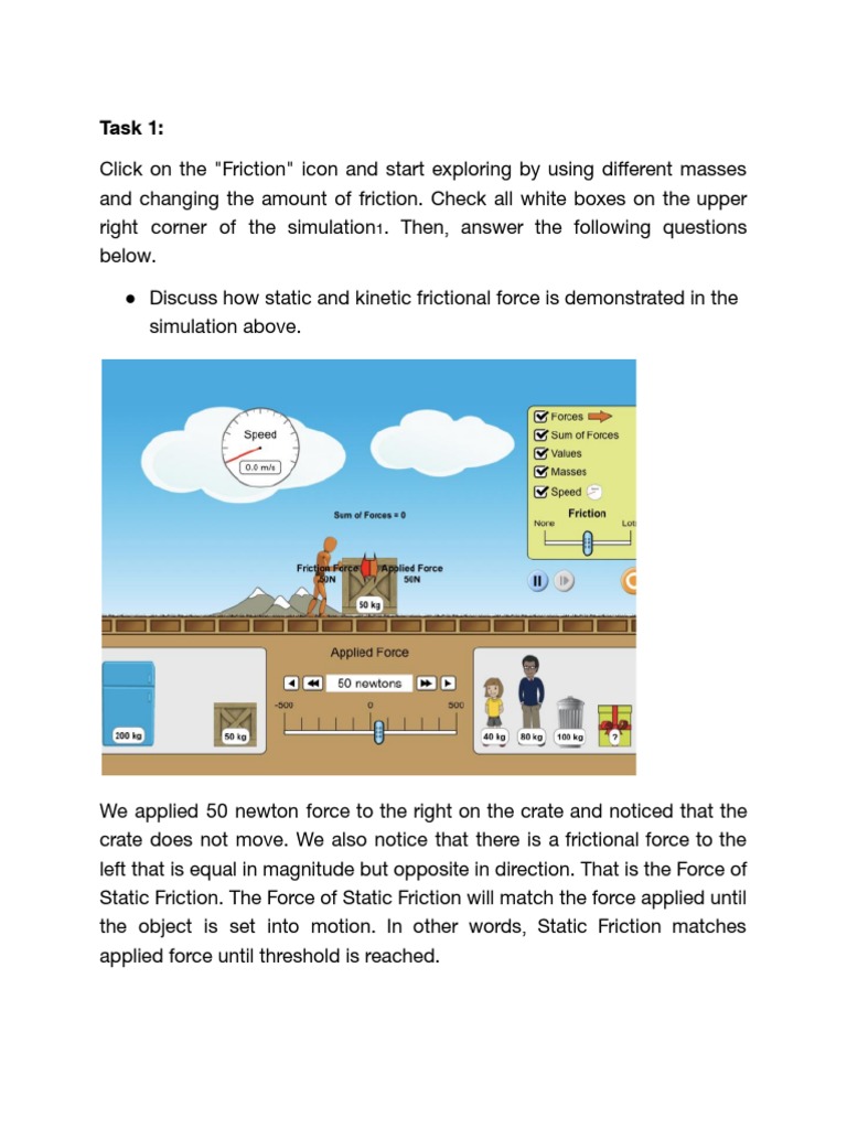 Chapter 4 Tasks - Essential Questions Group 3 | PDF | Friction | Force