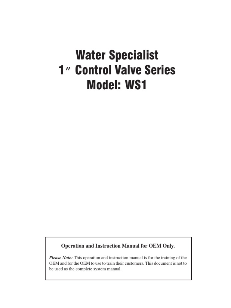 Clack WS1 SF 0844 Water Softener Operation and Instruction Manual en ...