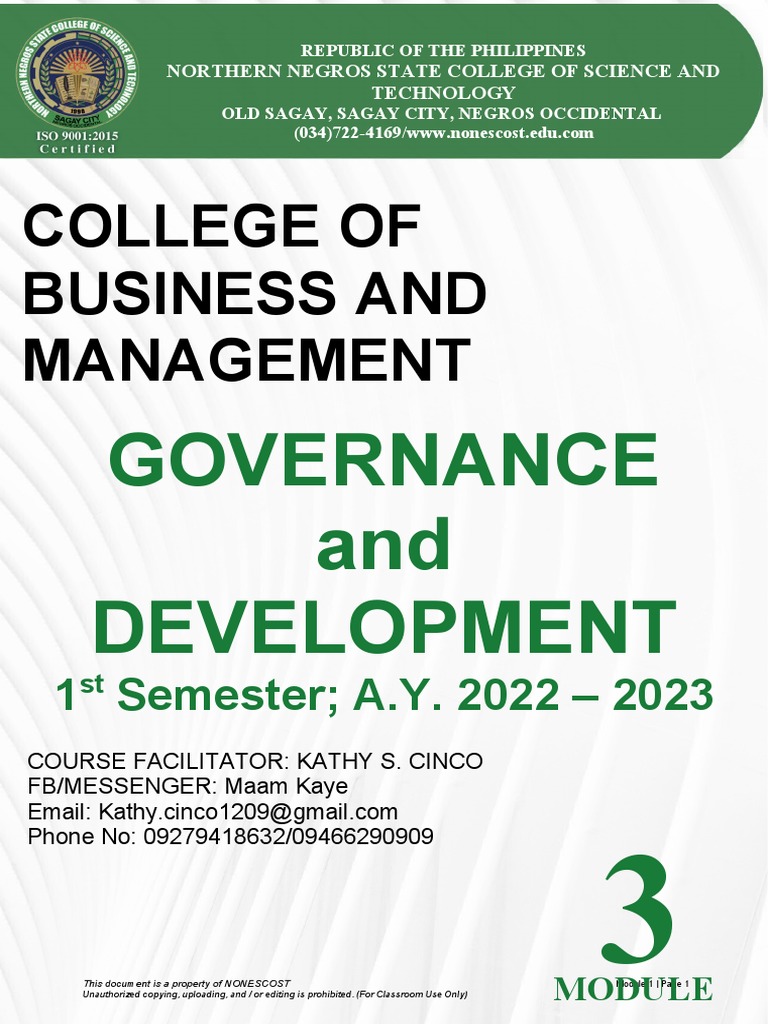 Governance and Development Module 3 | PDF | Governance | Millennium ...