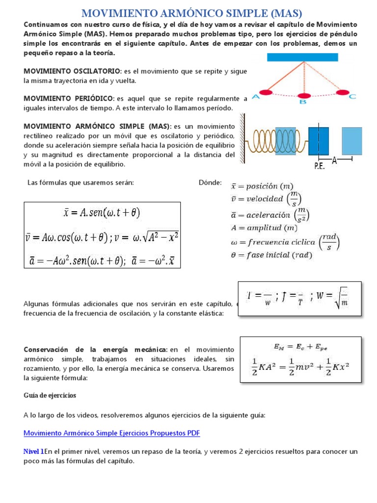 Curso de Movimiento Armónico Simple | PDF | Oscilación | Movimiento ...
