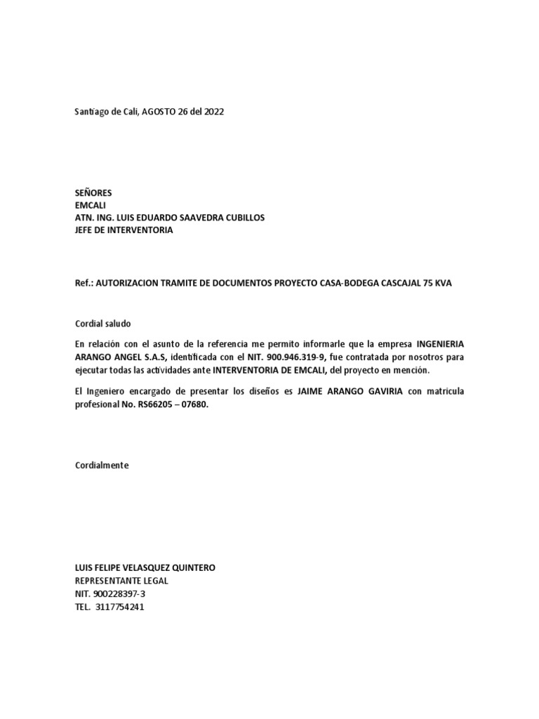 Carta Modelo de Autorizacion | PDF | Hogar, jardinería y bricolaje