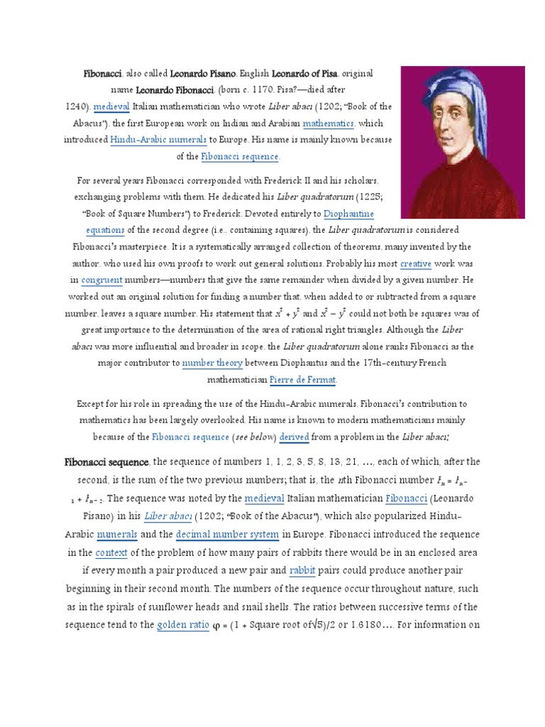 Fibonacci | PDF | Mathematics | Number Theory