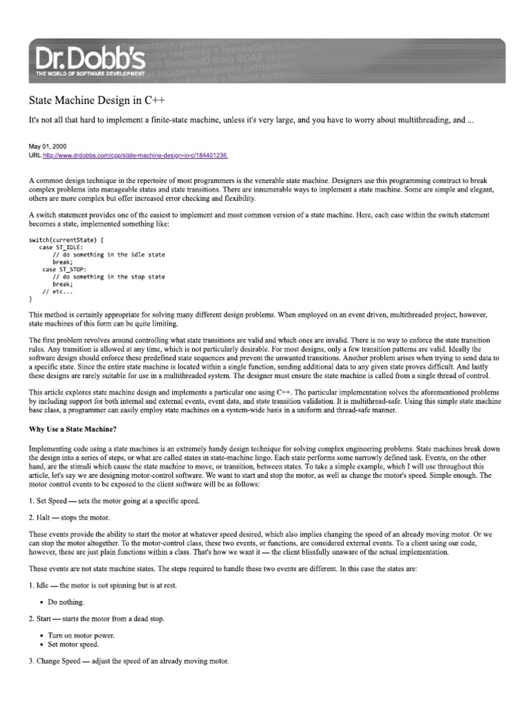 State Machine Design In C Pdf 