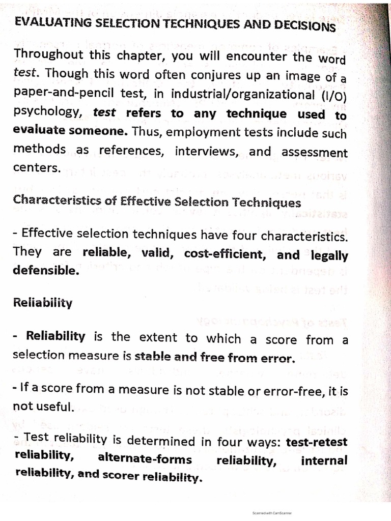 Chapter 6 Evaluating Selection Techniques and Decision | PDF