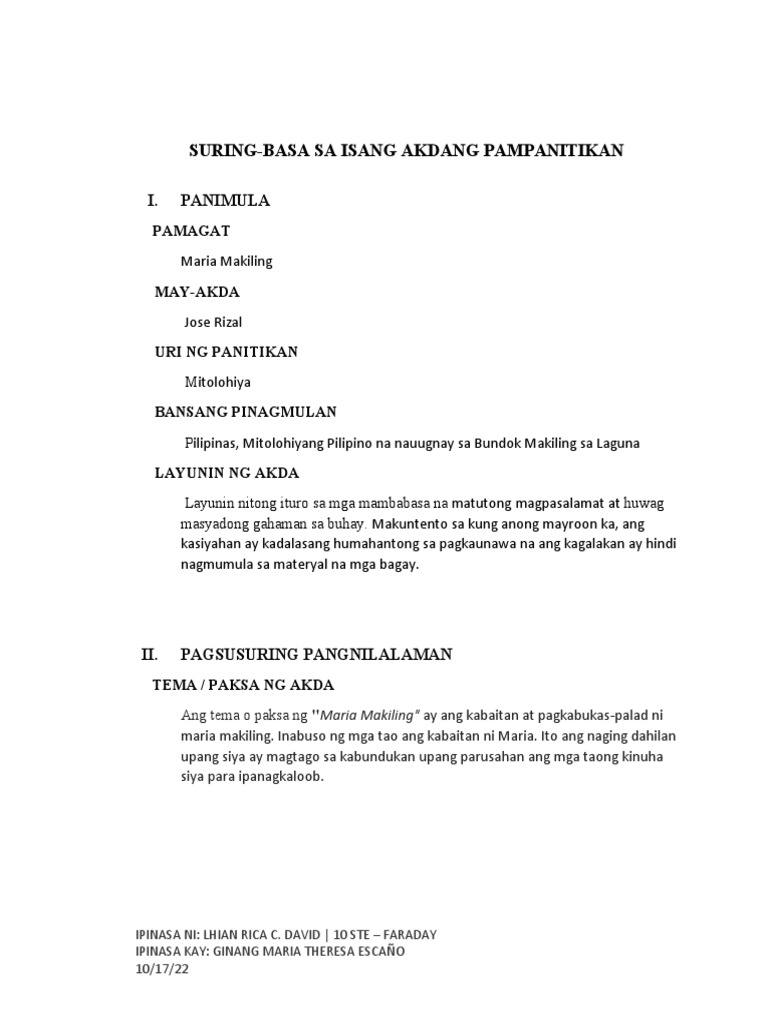 Suring-Basa Maria Makiling | PDF