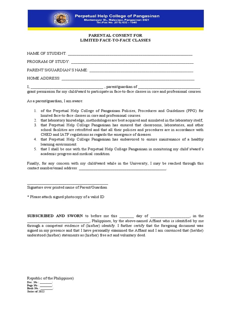 Parental Consent and Affidavit of Undertaking | PDF | Affidavit