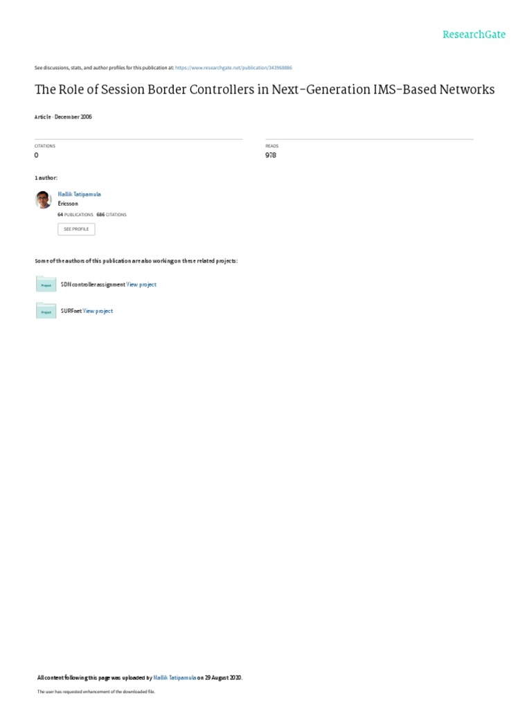 Ims SBC Paper | PDF | Ip Multimedia Subsystem | Session Initiation Protocol
