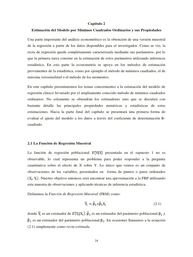 Estimación Del Modelo Por Mínimos Cuadrados Ordinarios y Sus Propiedades | PDF | Mínimos ...