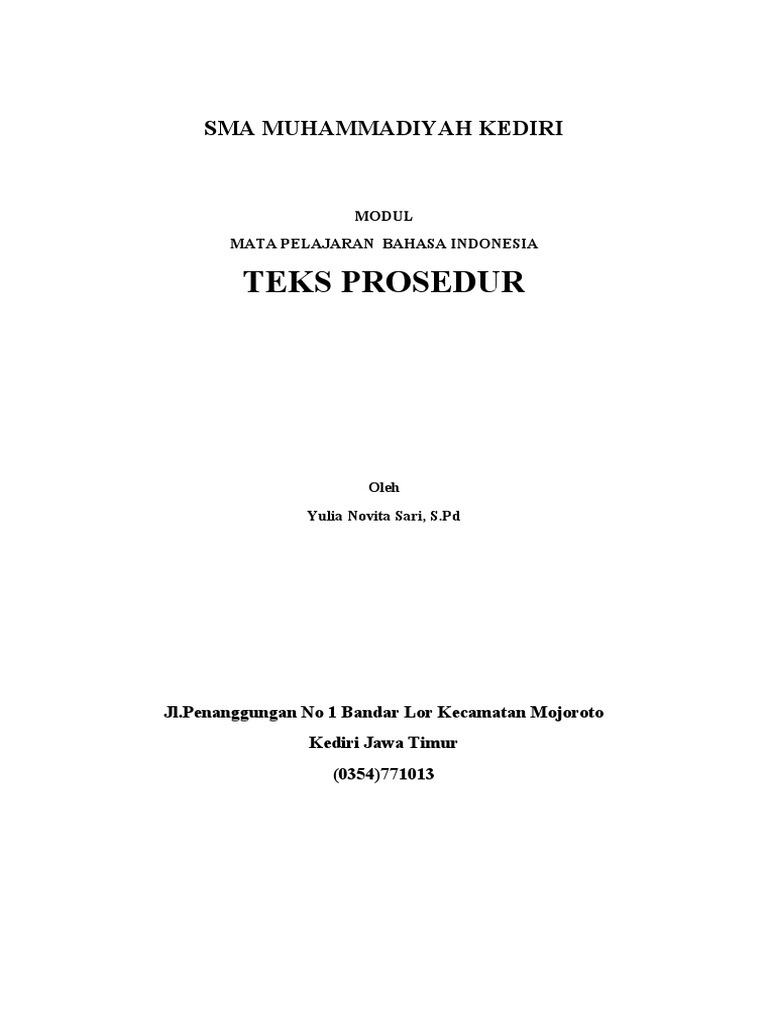 Modul Teks Prosedur SMA | PDF | Karier & Perkembangan