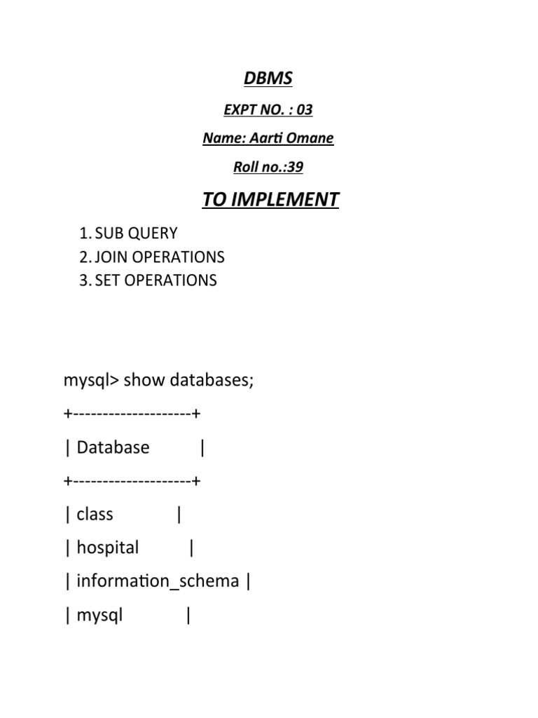 Expt 3 A | Download Free PDF | Databases | Software Engineering