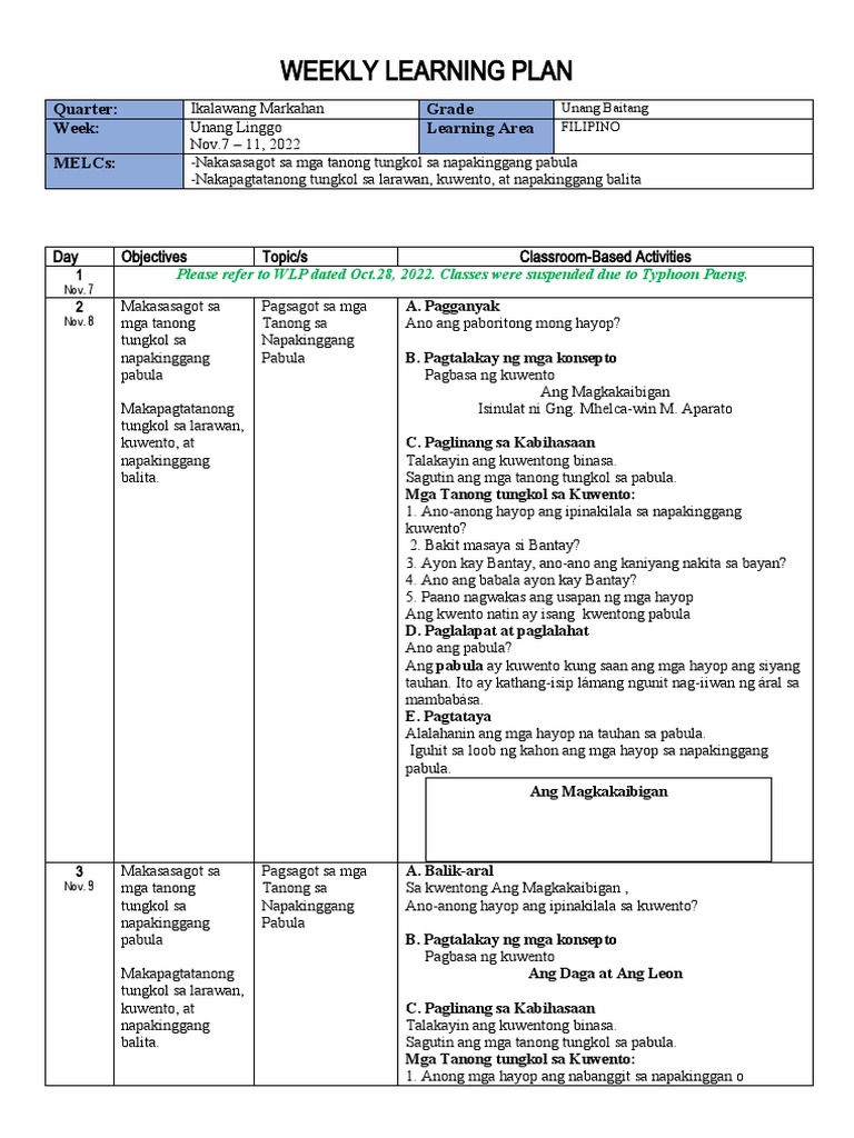 WLP Filipino q2 Week 1 | PDF