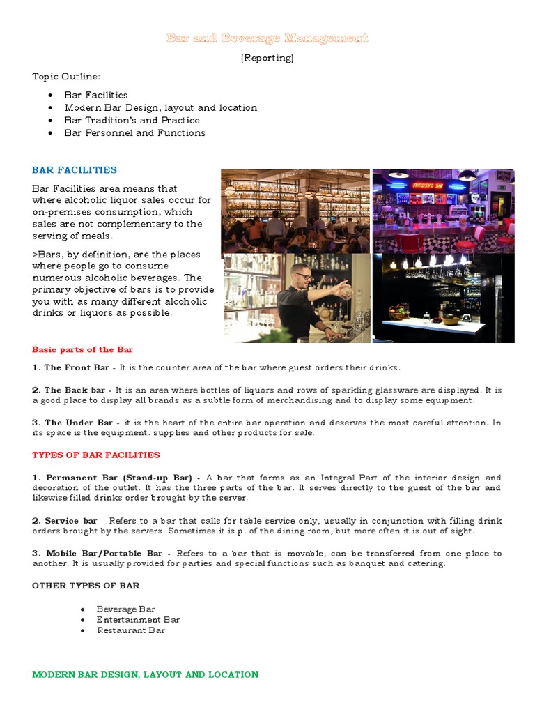 Bar and Beverage Management Overview | PDF | Bar (Establishment ...