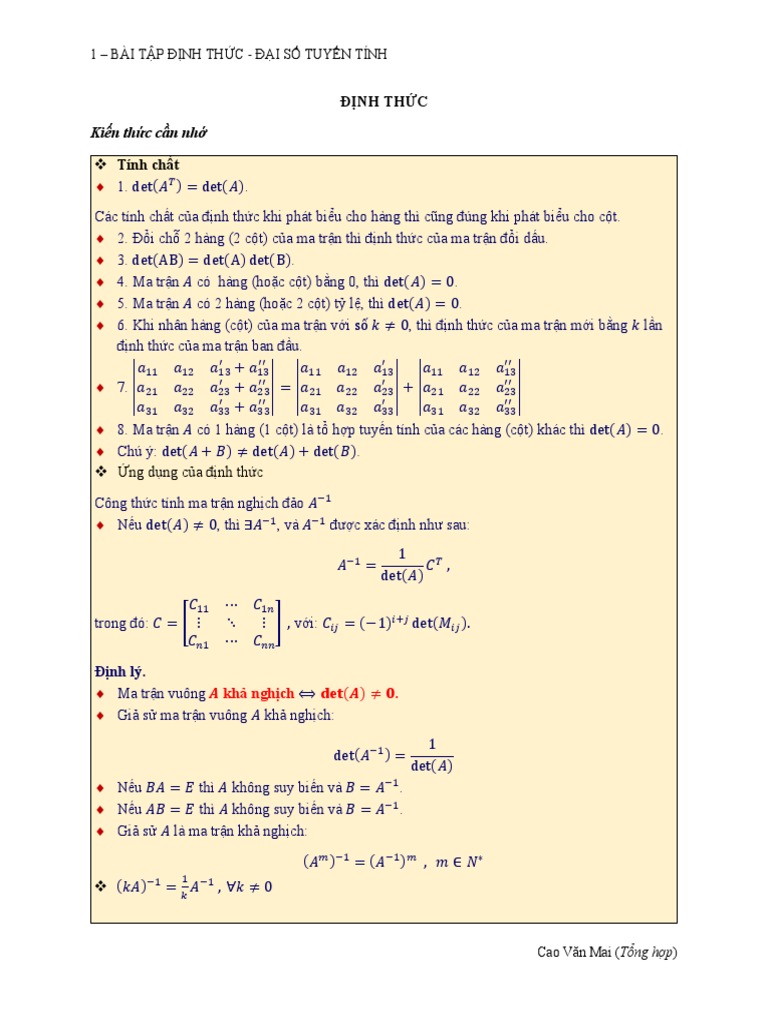 T3. Bai Tap Dinh Thuc | PDF