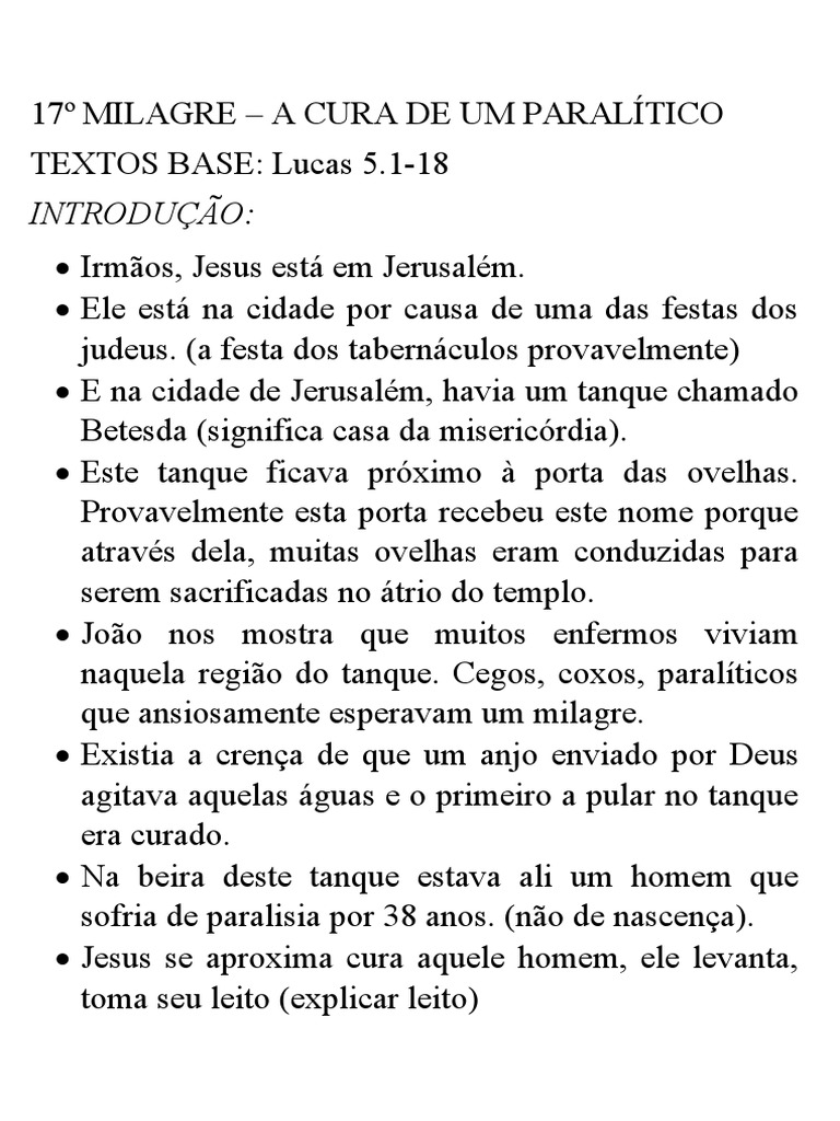 Cura do Paralítico no Tanque de Betesda | PDF | Jesus | Deus