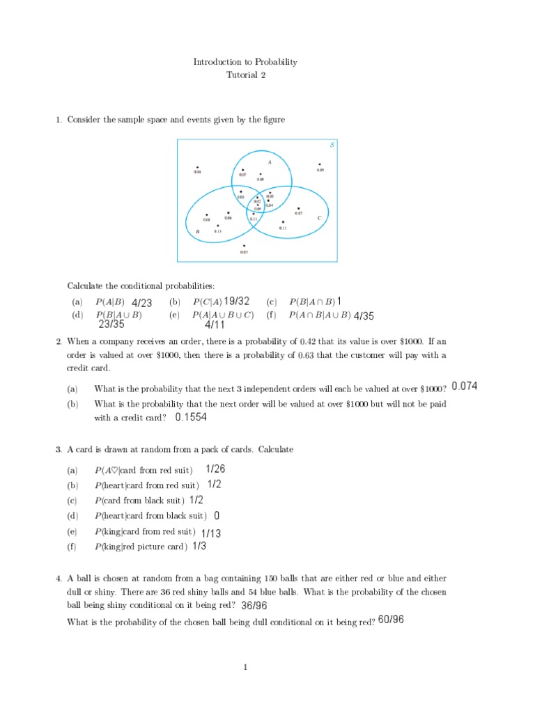 Tutorial 2 | PDF | Probability | Probability Theory