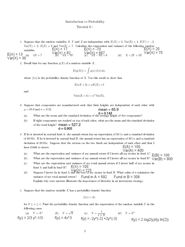 Tutorial 6+ | Download Free PDF | Variance | Poisson Distribution