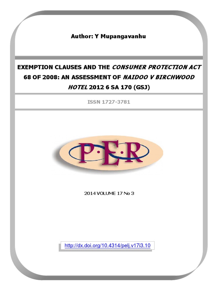 Exemption Clauses and The Consumer Protection Act | PDF | Negligence ... Exemption Clauses and The Consumer Protection Act | PDF | Negligence ...