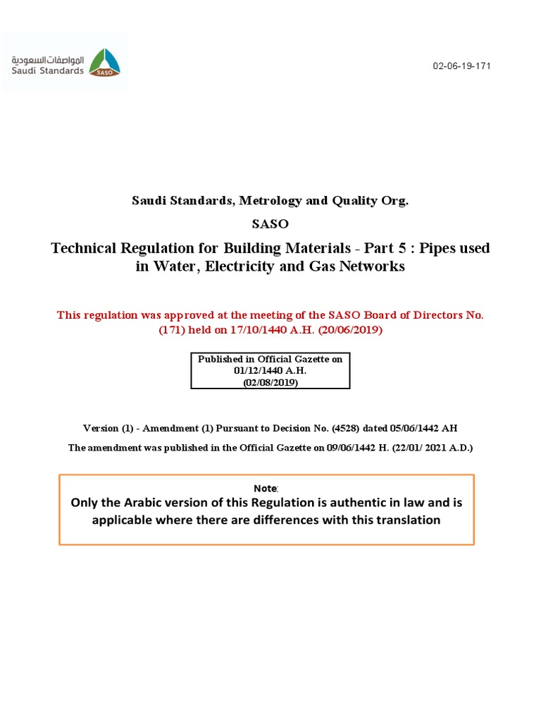 TR - BM Part 5 - Pipes Used in Water, Electricity and Gas Networks ...