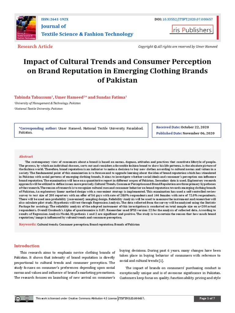 Impact of Cultural Trends and Consumer Perception | PDF