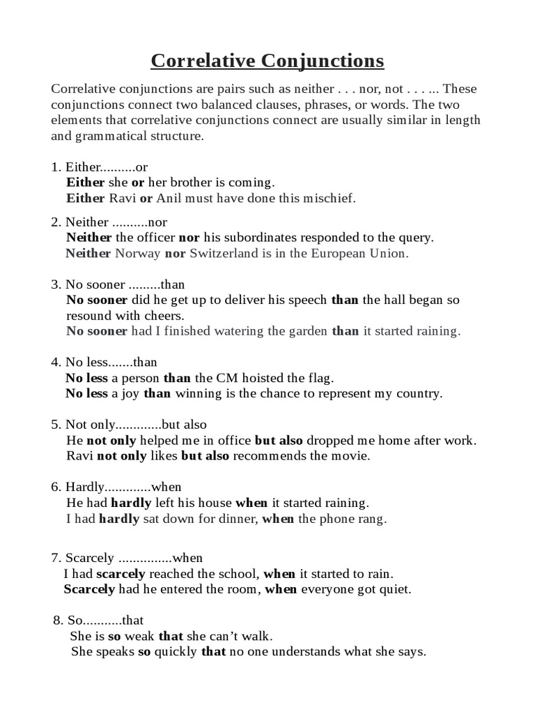 Corelative Conjunctions | PDF | Syntax | Grammar