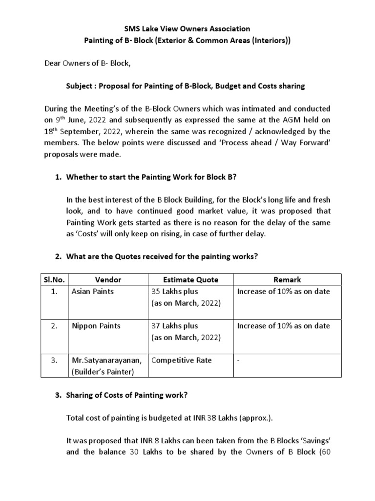 REVISED Draft Note - Repainting of B Block - 27.oct.2022 | Download ...