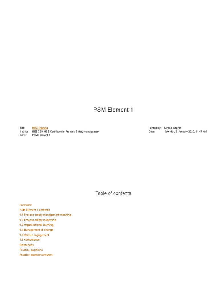 PSM Element 1 | PDF | Risk | Safety