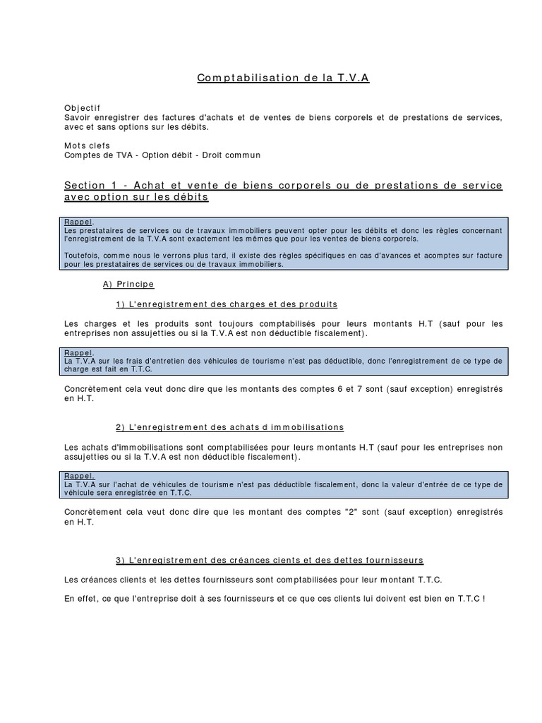 Maîtriser la Comptabilisation de la TVA | PDF | Taxe sur la valeur ajoutée | Facture