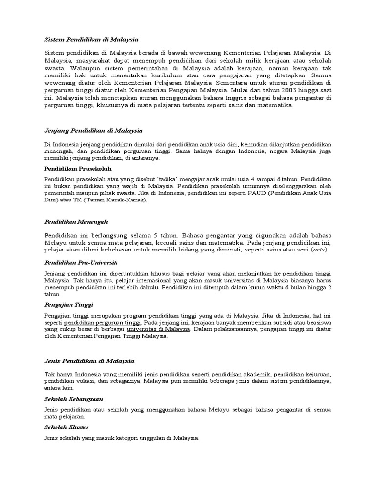 Jenjang dan Sistem Pendidikan Malaysia | PDF | Kesehatan Holistik