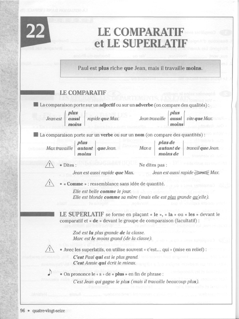 Le Comparatif Et Superlatif | PDF